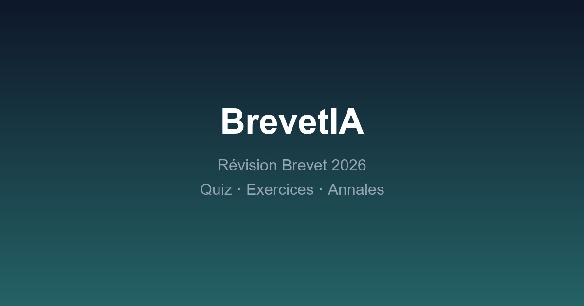 BrevetIA — Révisions Brevet 2026 : quiz, annales et brevet blanc